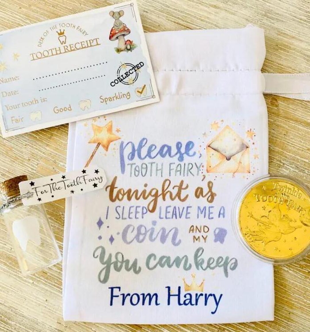 Tooth Fairy Bag- Personalised Girl’s Boy’s Tooth Fairy Pouch. First ...