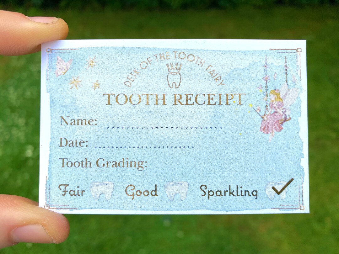 TOOTH RECEIPT - Tooth Fairy Collection Certificate! Lost Tooth- Tooth ...