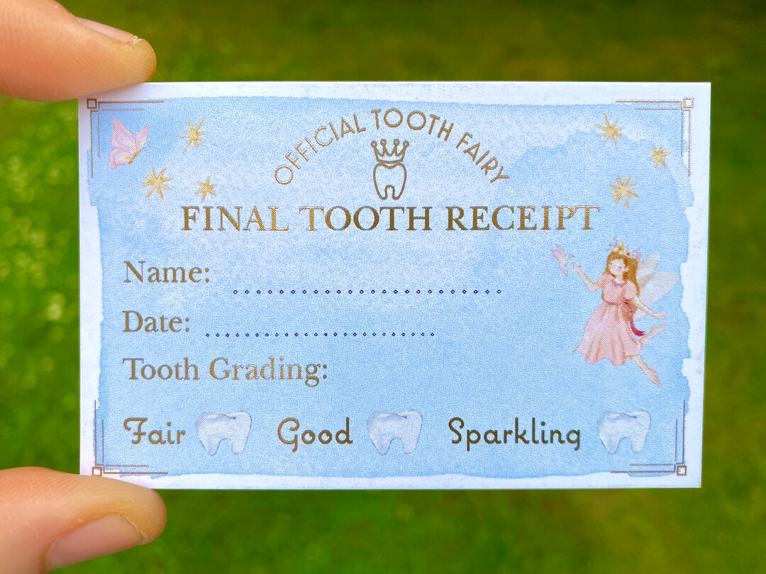 LAST TOOTH Tooth Fairy Collection Certificate Lost Tooth Receipt tooth ...