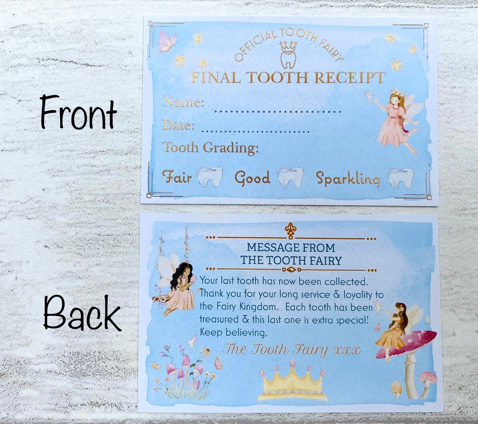 LAST TOOTH- Tooth Fairy Collection Certificate! Lost Tooth Receipt ...