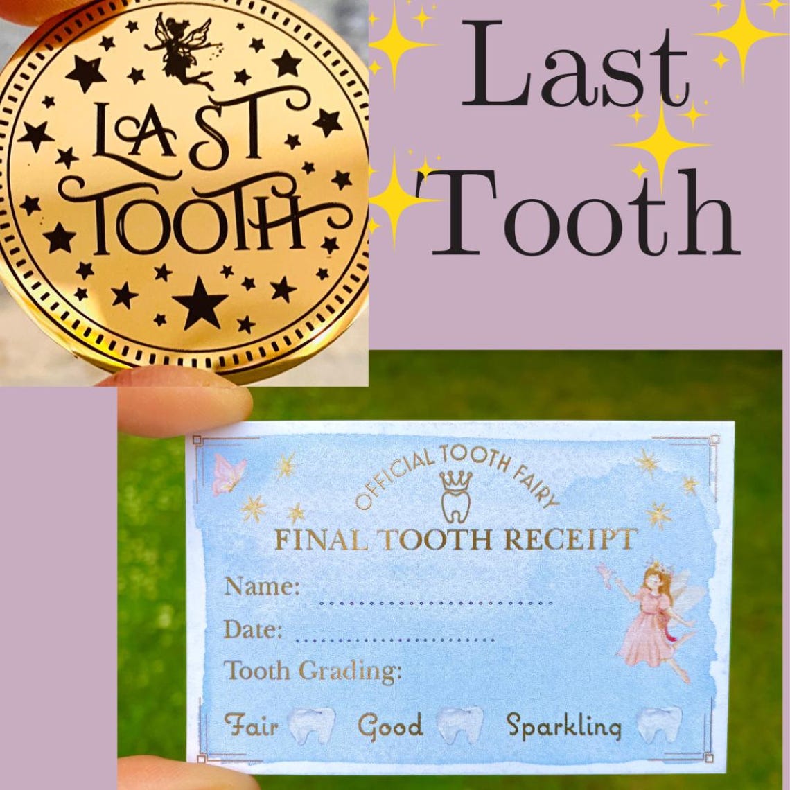 LAST TOOTH- Tooth Fairy Collection Certificate! Lost Tooth Receipt ...