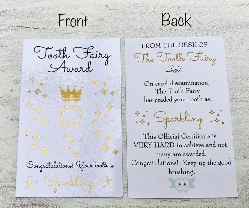 TOOTH FAIRY Award Certificate! Special Award for a Sparkling Tooth From ...