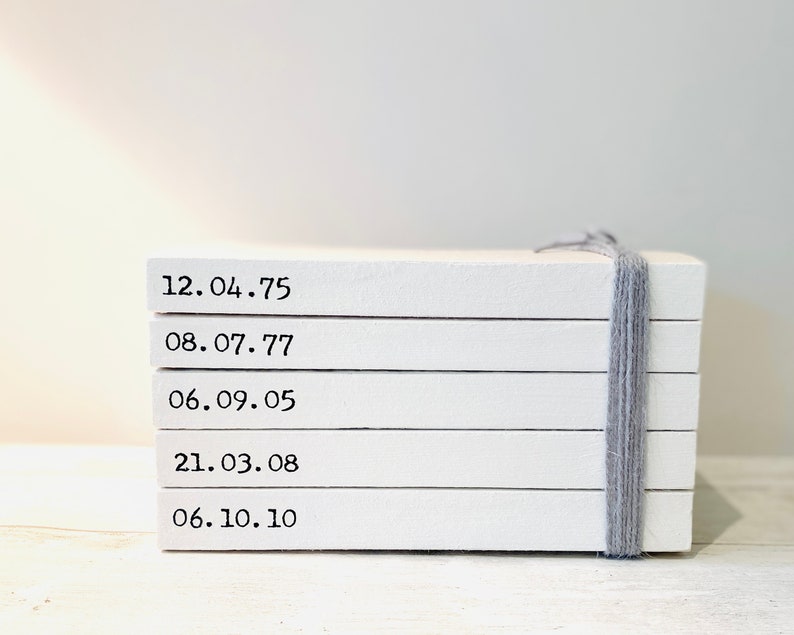Personalised Date Book Stack – White Home Decor Ornament, Coffee Table ...