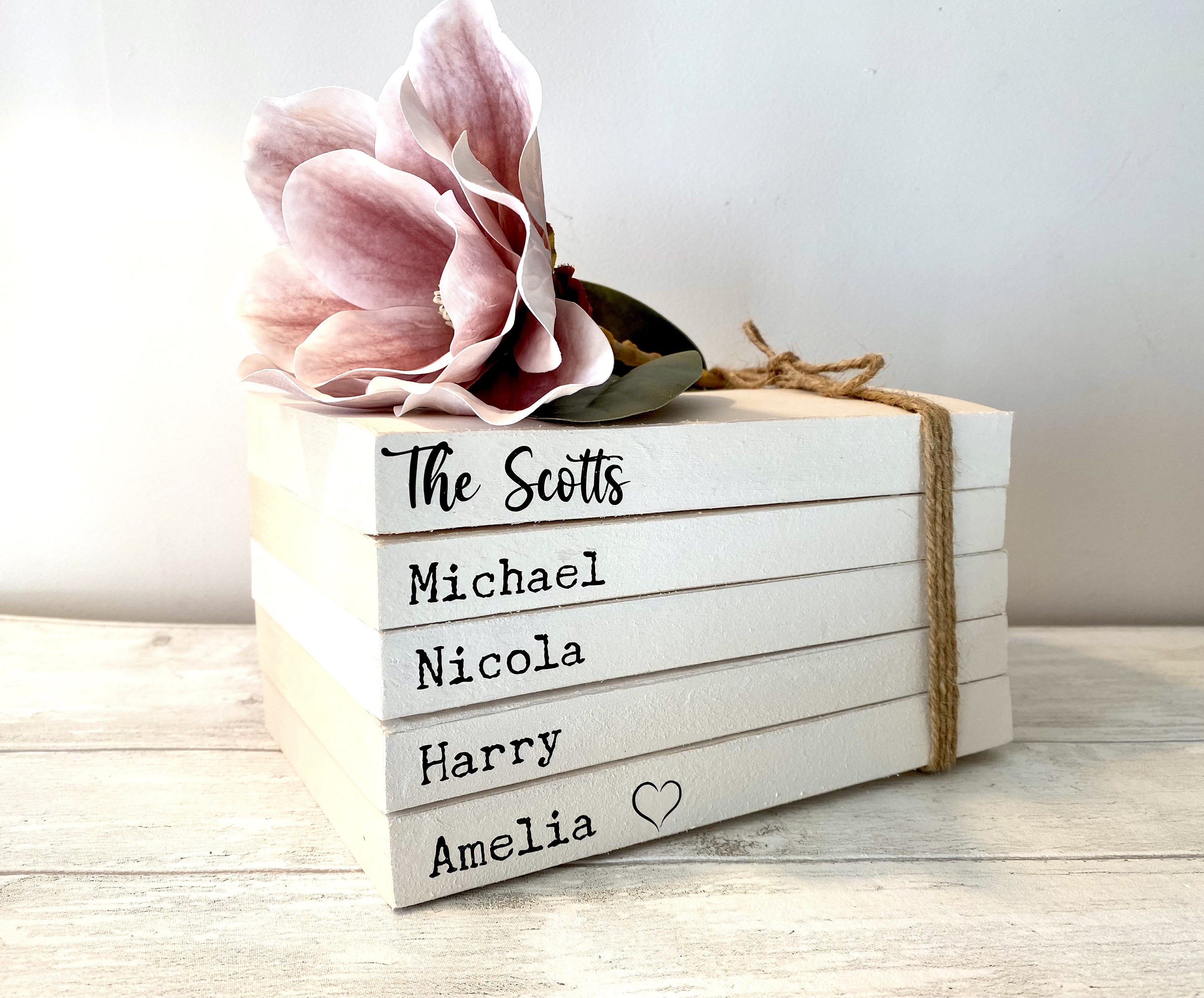Personalised Family Names Book Stack Gift Beautiful Neutral - Etsy UK