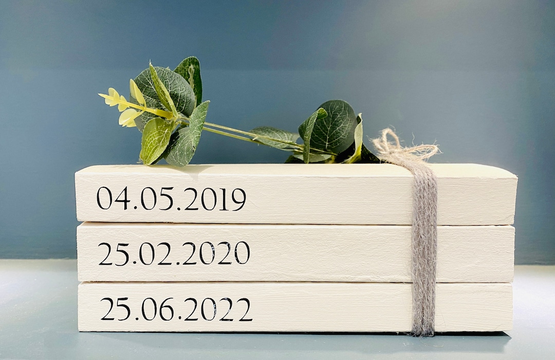 Special Dates Personalised Book Stack! White Book Stacks- Home Decor ...