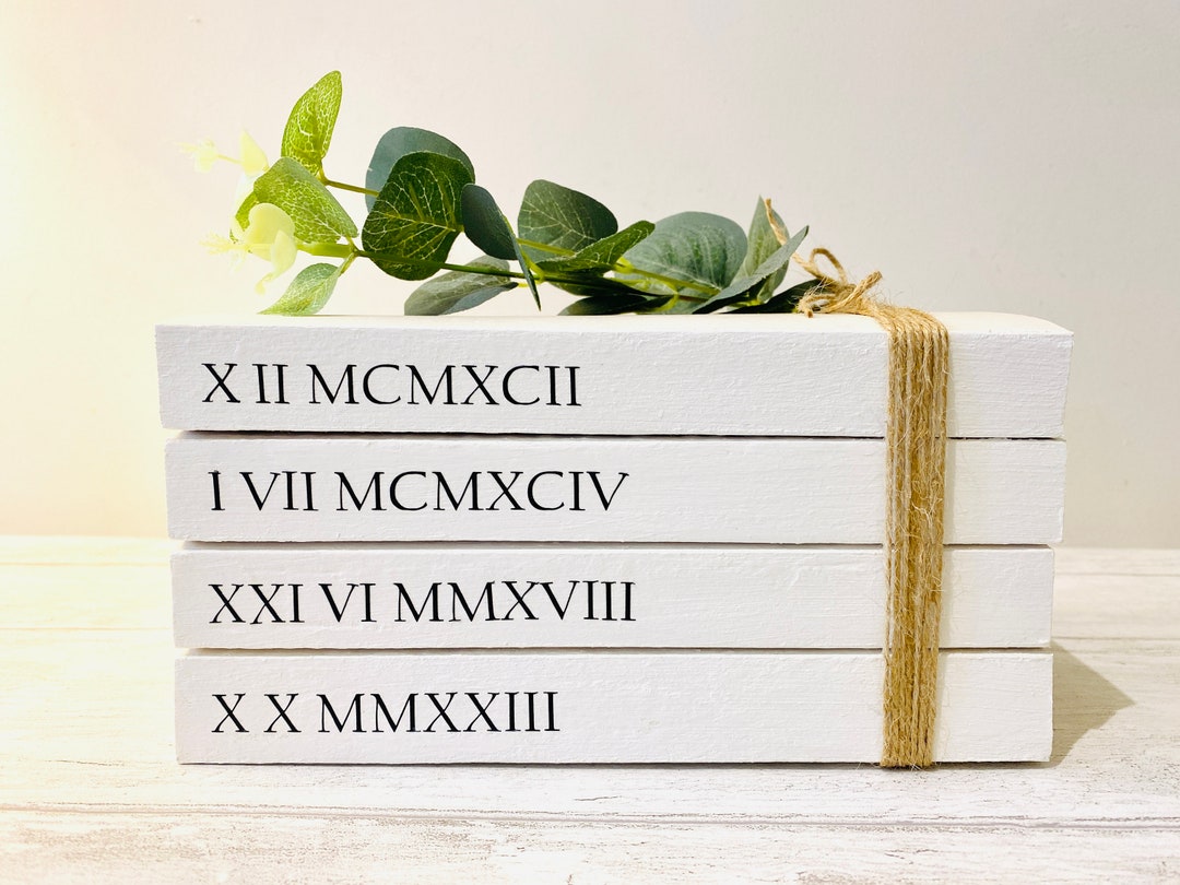 Personalized Roman Numeral Book Stack: Custom Date Home Decor - Etsy