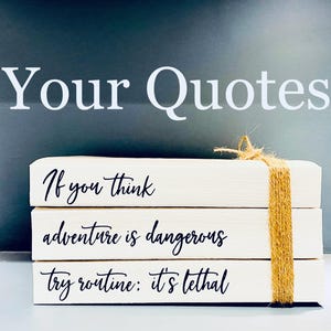 YOUR QUOTES Personalised Book Stack! White Book Stacks Home Decor ...