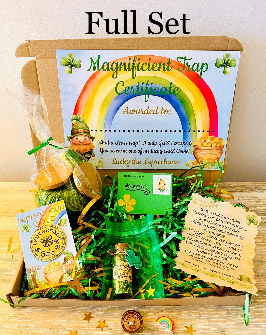 Leprechaun Metal Gold Coin With Leprechaun Trap Award, Tiny Letter and ...