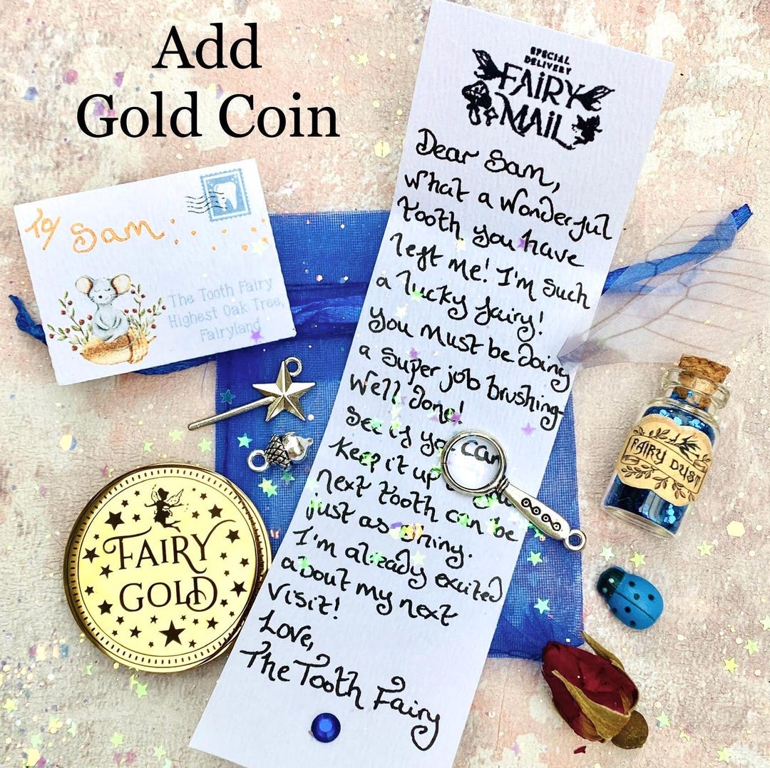 Tooth Fairy Kit- Tooth Fairy Letter, Fairy Dust and Tooth Fairy Gold ...