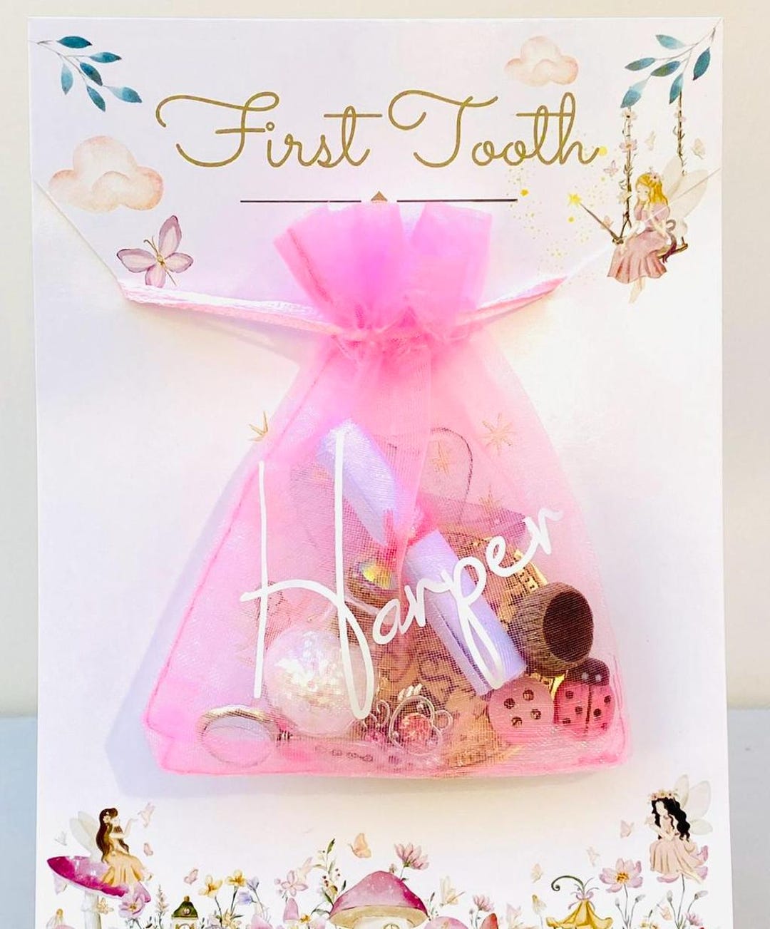 FIRST TOOTH Girl’s Tooth Fairy Gift Set- With First Tooth Coin, Tooth ...