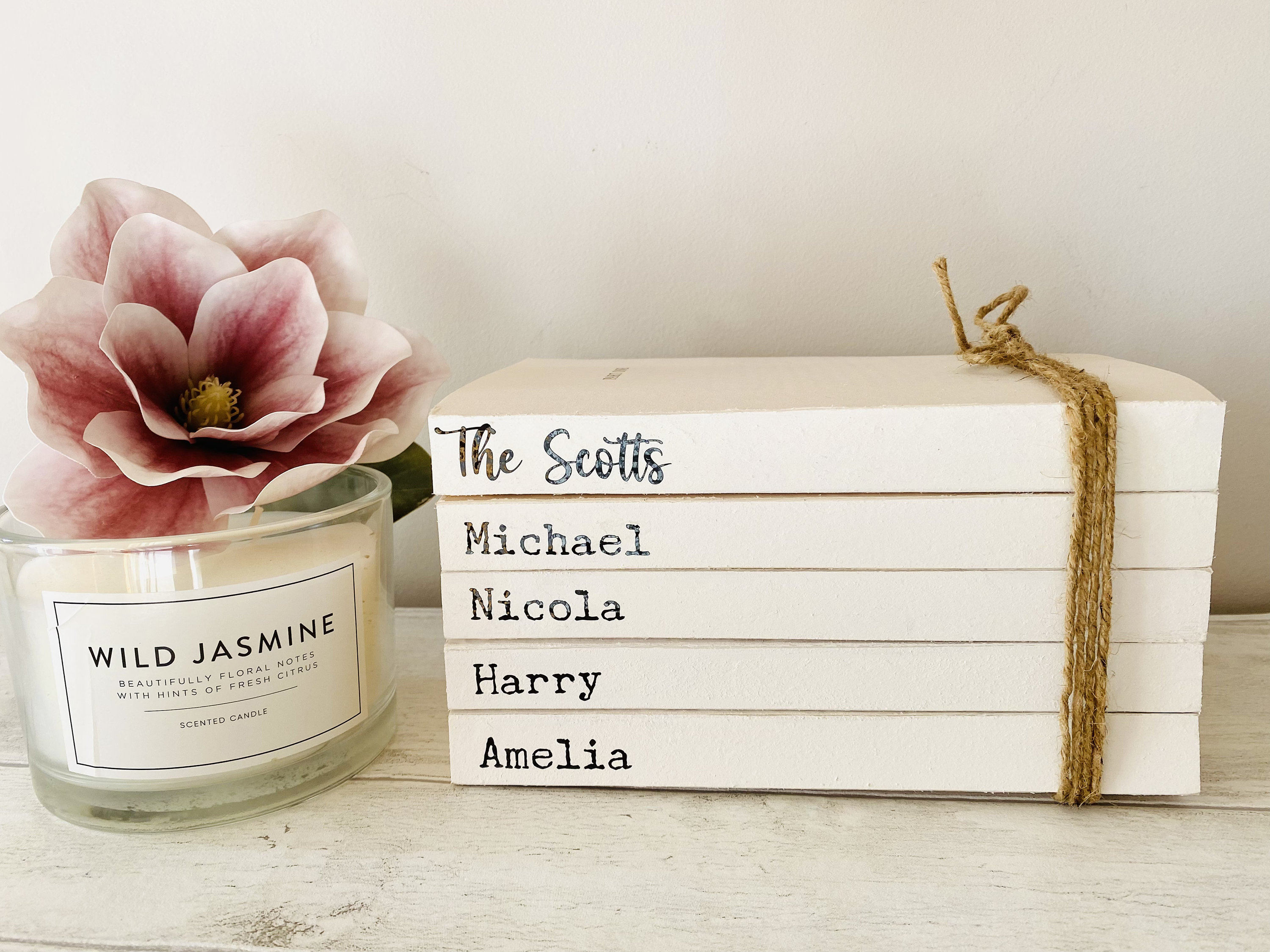 Personalised Family Names Book Stack Gift Beautiful Neutral - Etsy UK
