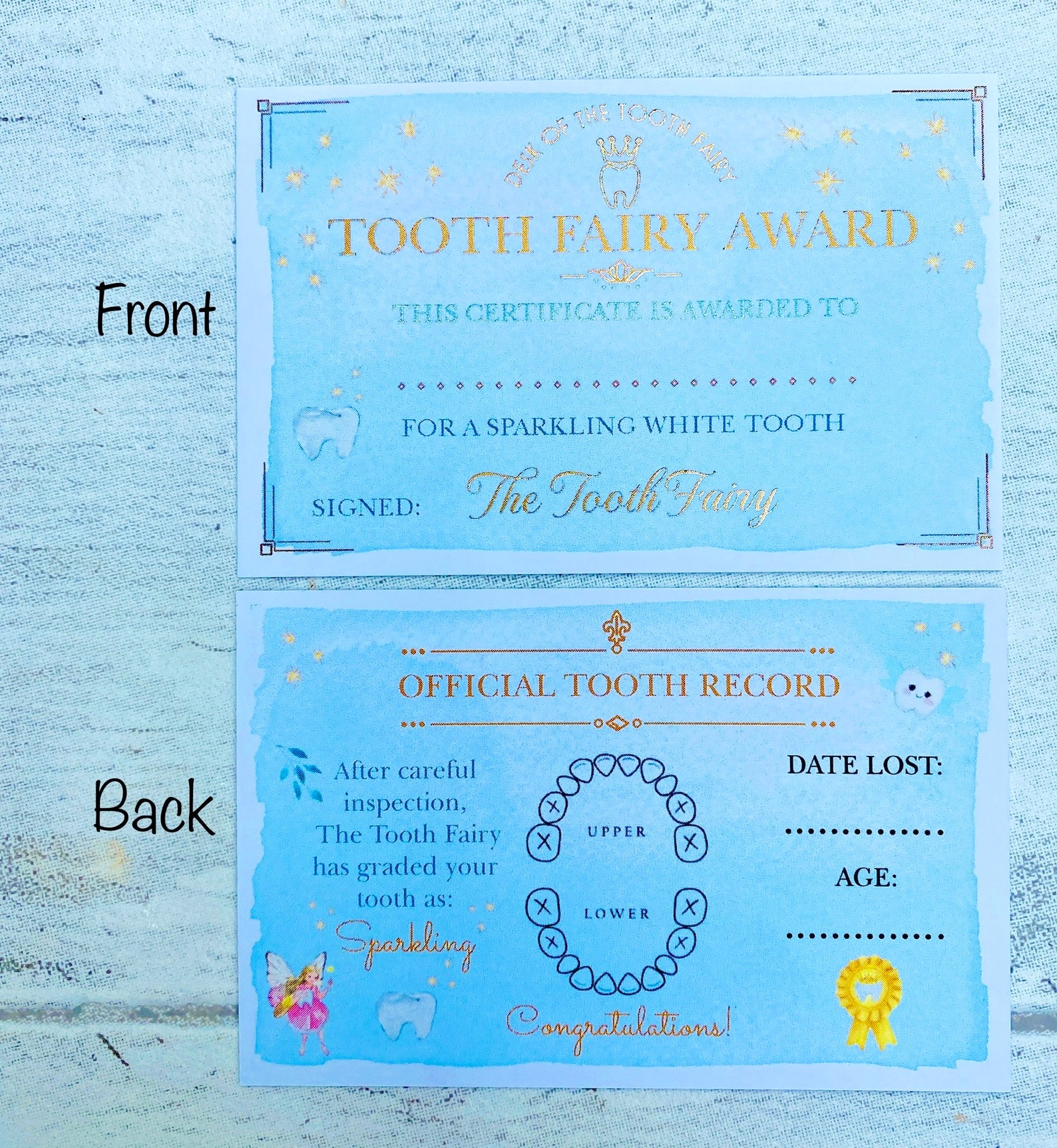TOOTH FAIRY Award Certificate! Special Award for a Sparkling Tooth From ...