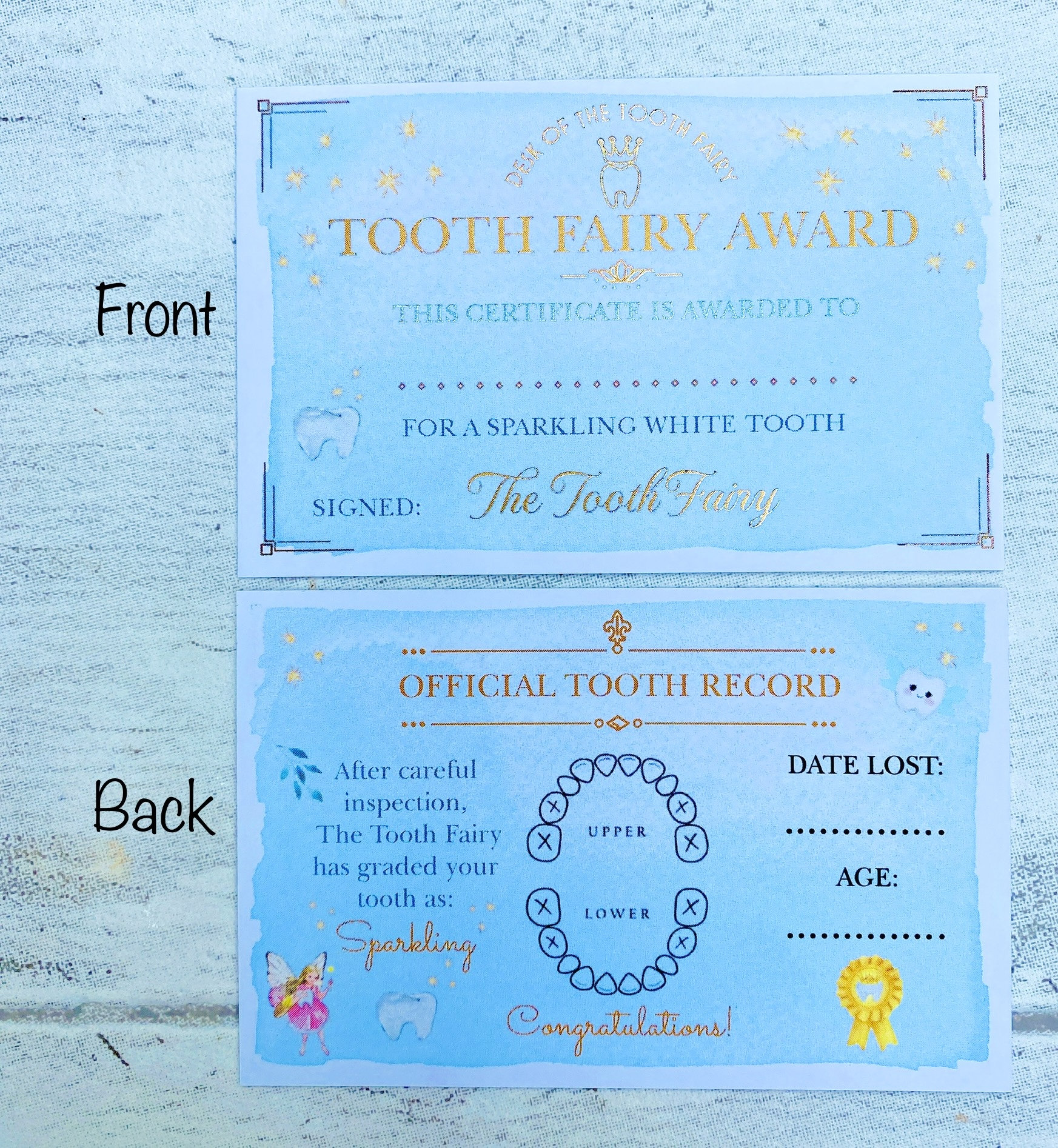 TOOTH FAIRY Award Certificate! Special Award for a Sparkling Tooth From ...
