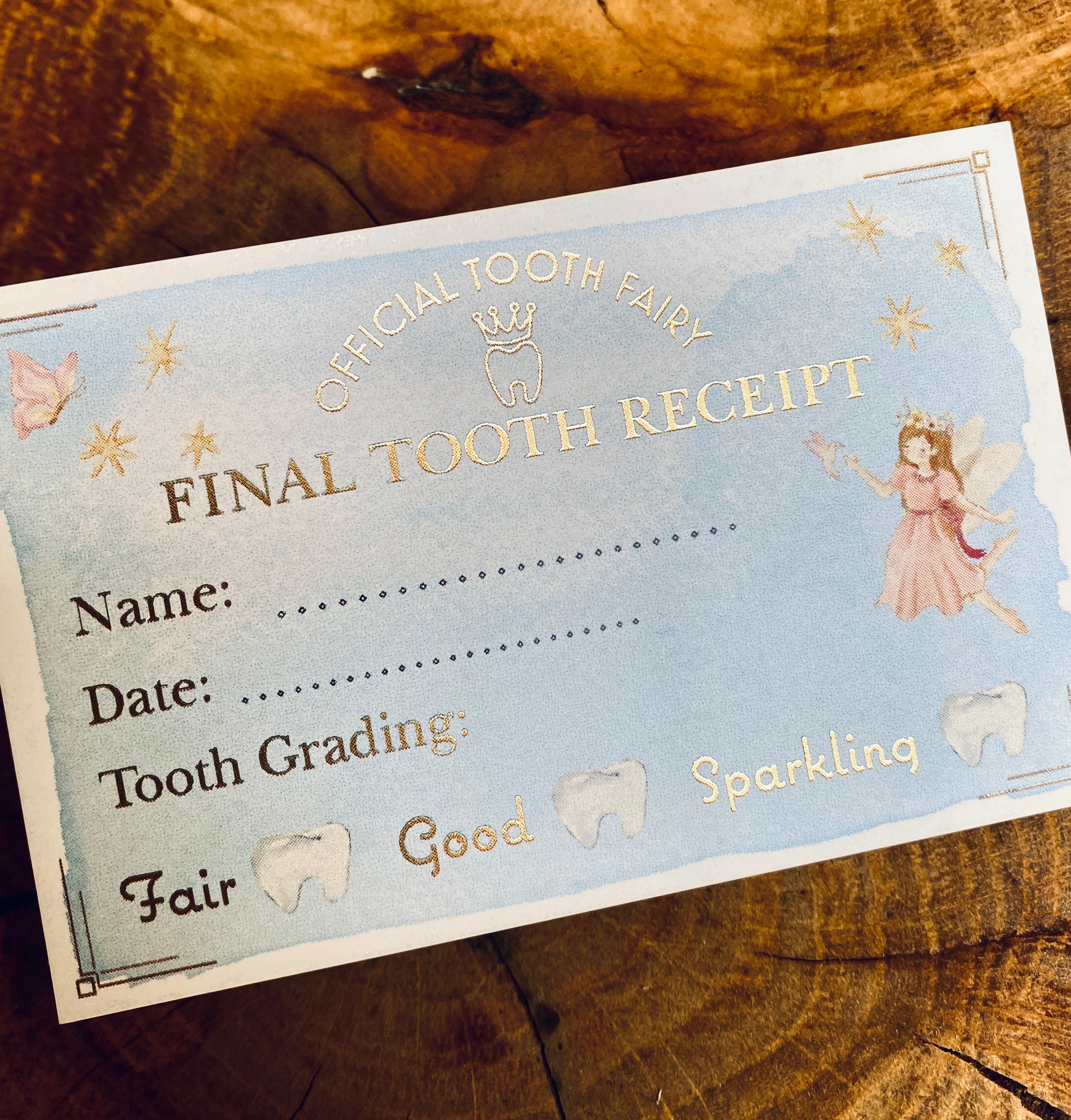 LAST TOOTH- Tooth Fairy Collection Certificate! Lost Tooth Receipt ...