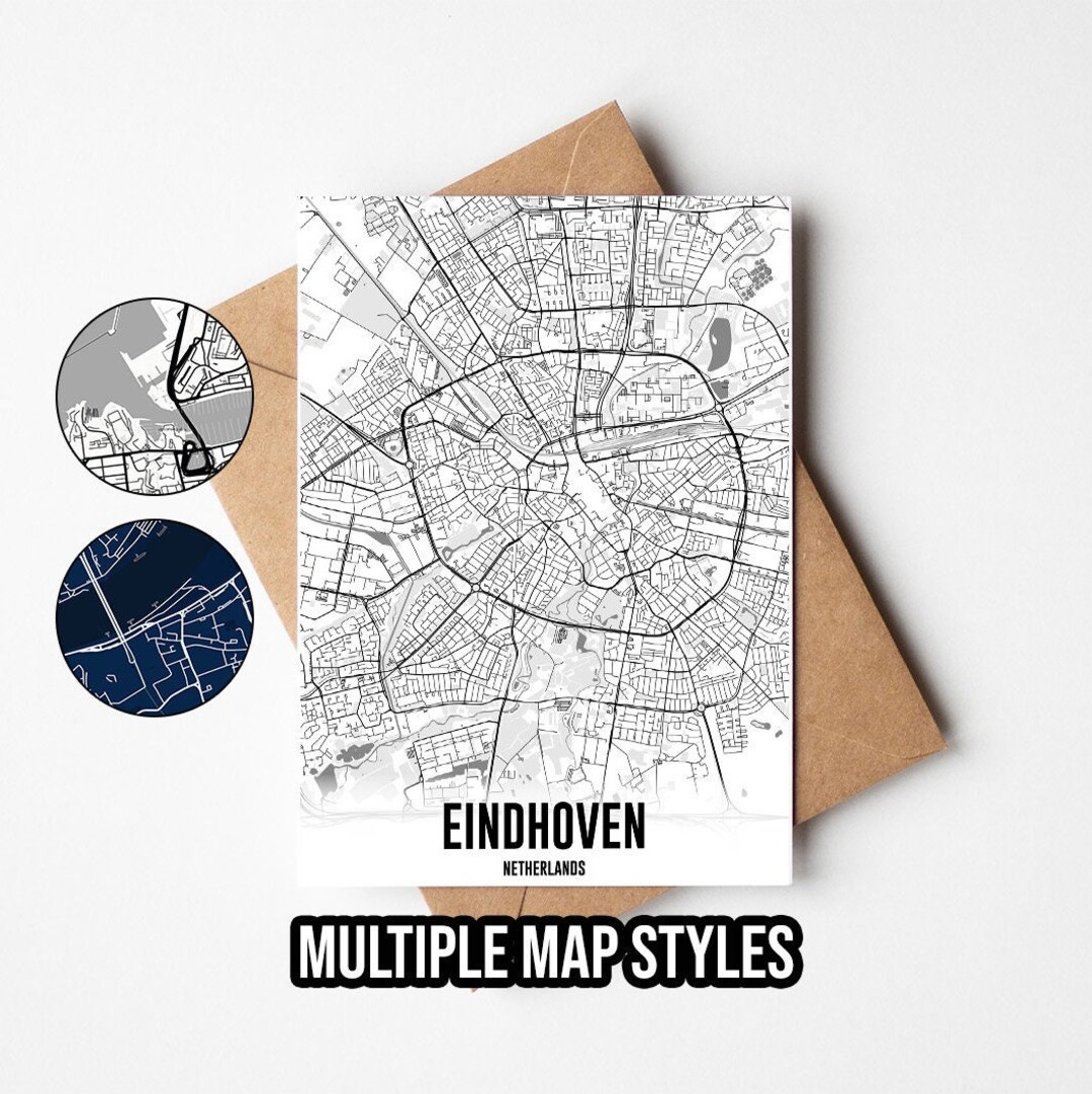Eindhoven Greeting Card Netherlands Map Design Minimalistic - Etsy