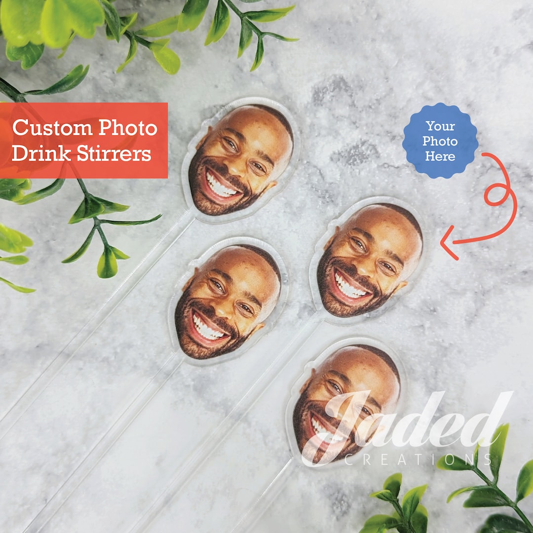 Custom Photo Drink Stirrers Personalized Wedding Decor Acrylic Printed ...
