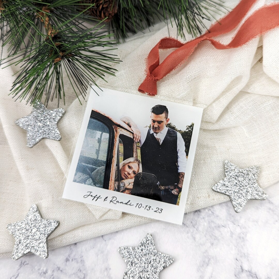 Photo Ornament Christmas 2024 Keepsake Wedding Engagement Newlywed Gift ...