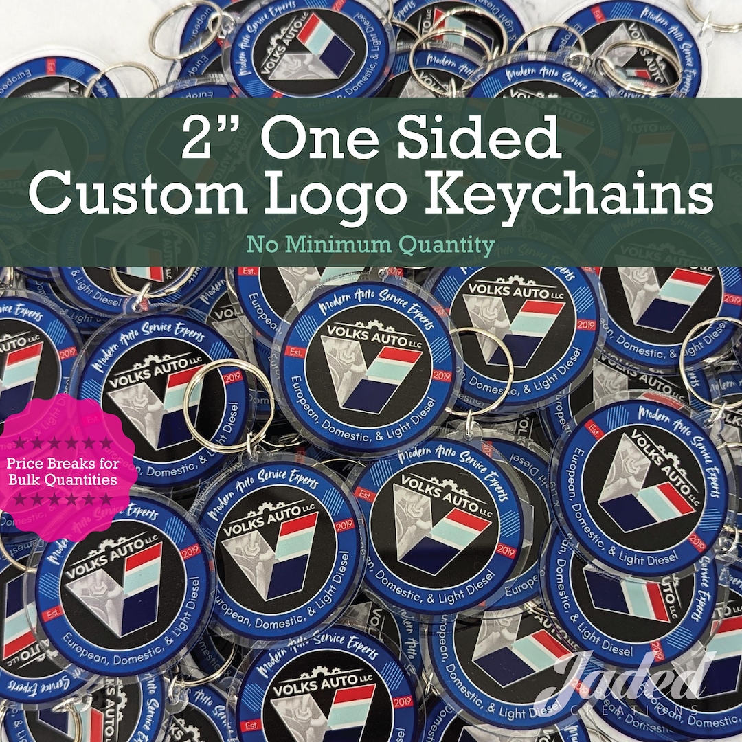 Custom Logo Keychains Printed Acrylic Keyring Company Brand Merch ...