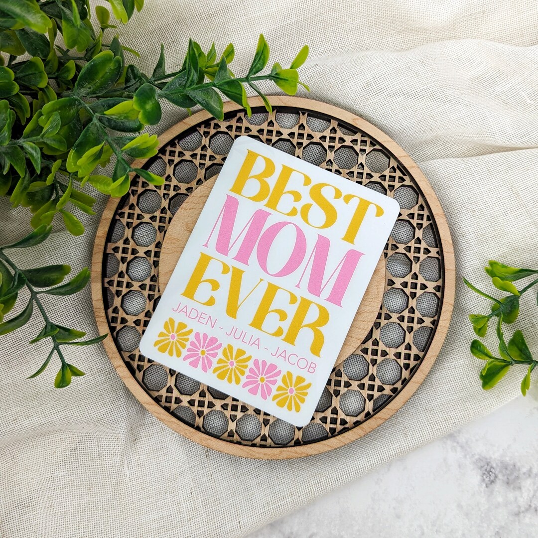 Custom Mom Kid's Name Magnet Personalized Acrylic Fridge Magnet Happy ...
