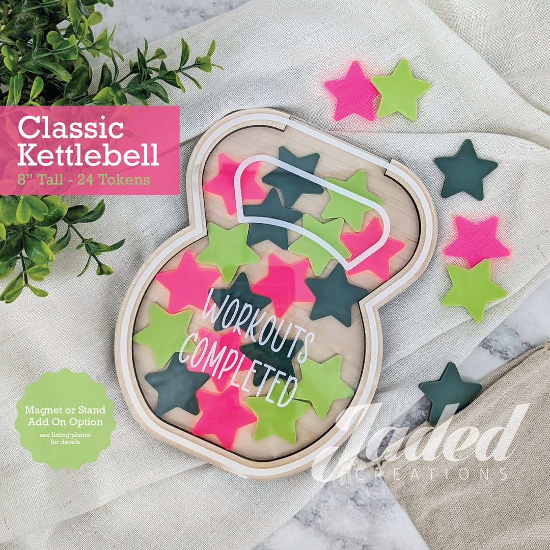 Custom Reward Jar With Tokens Fitness Goals Workout Kettlebell Chart ...