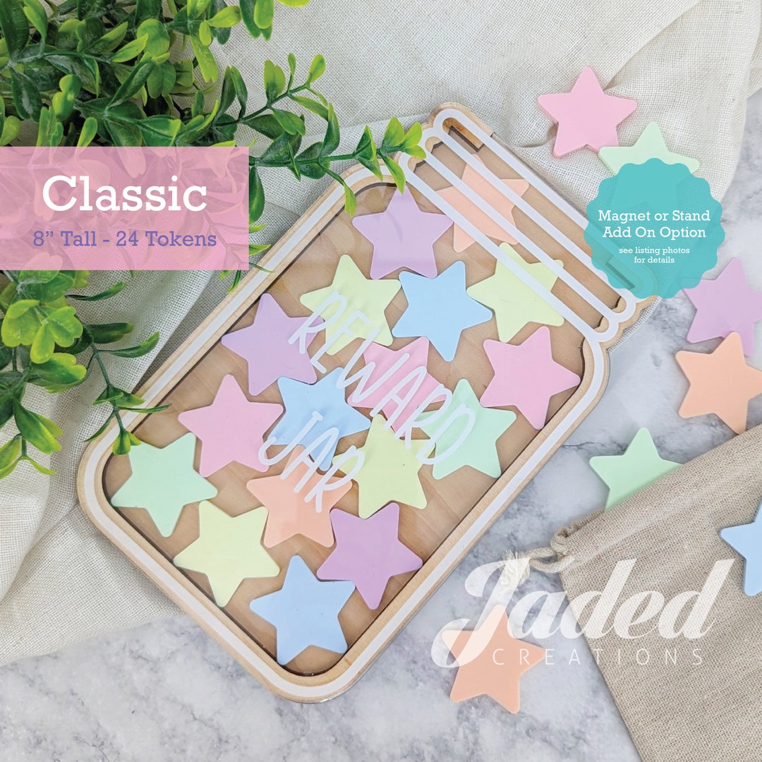 Custom Reward Jar and Tokens Rainbow Classroom Teacher Star Jar Chore ...