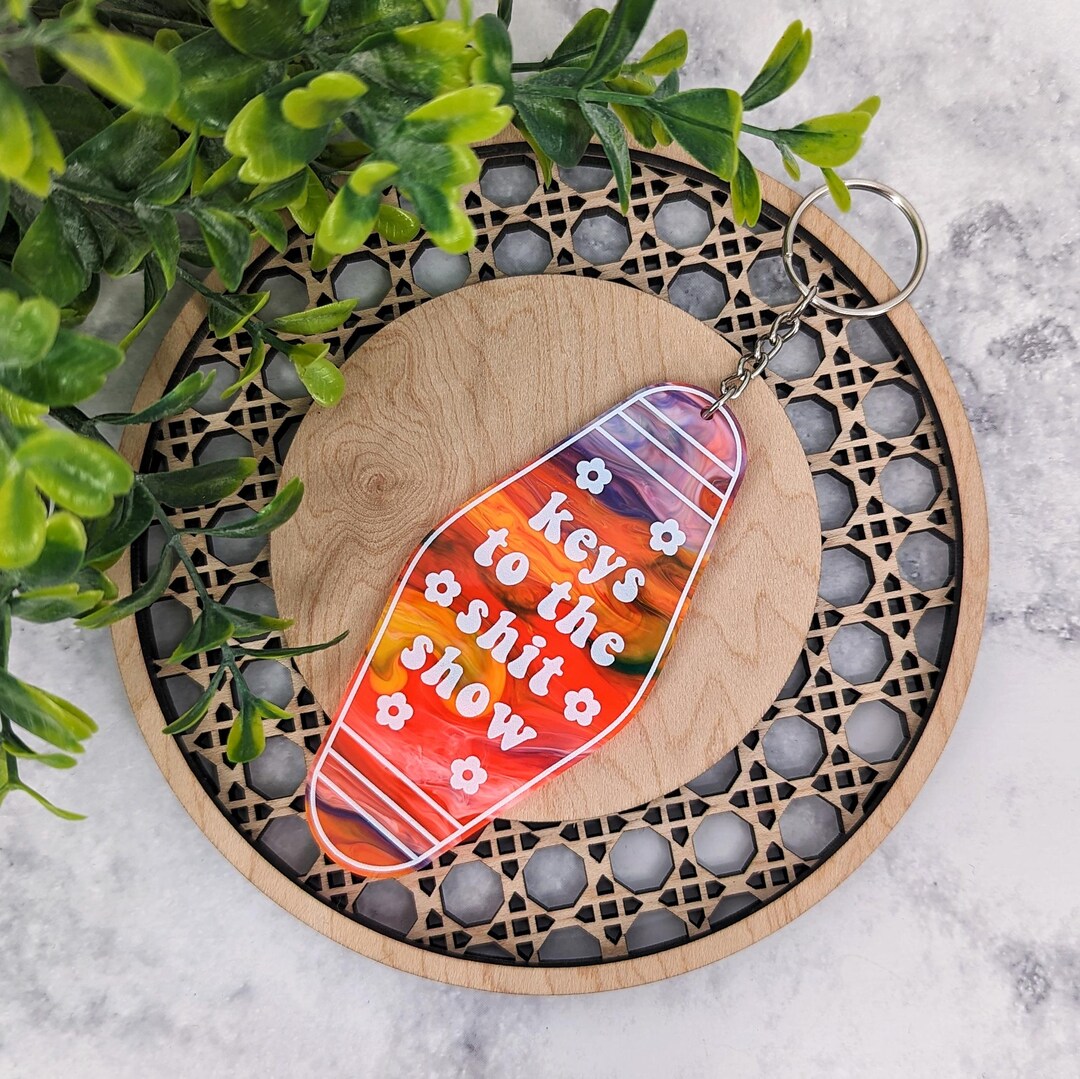 Keys to the Shit Show Keychain Retro Motel Acrylic Keyring Car ...