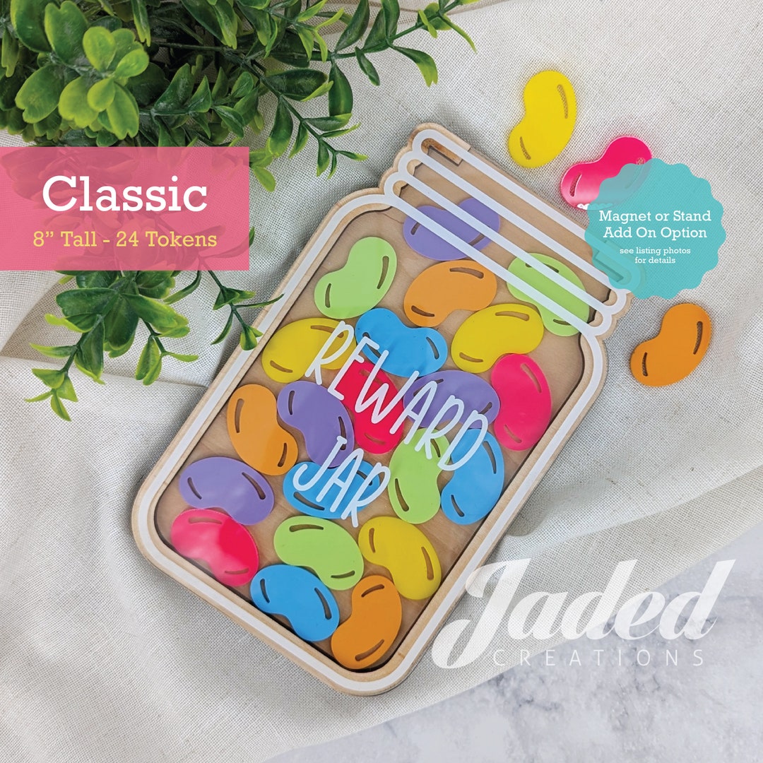 Custom Reward Jar and Tokens Rainbow Classroom Teacher Star Jar Chore ...