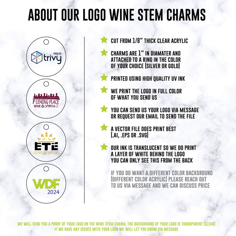 Custom Logo Wine Charms: Personalized Acrylic Drink Markers, Corporate ...