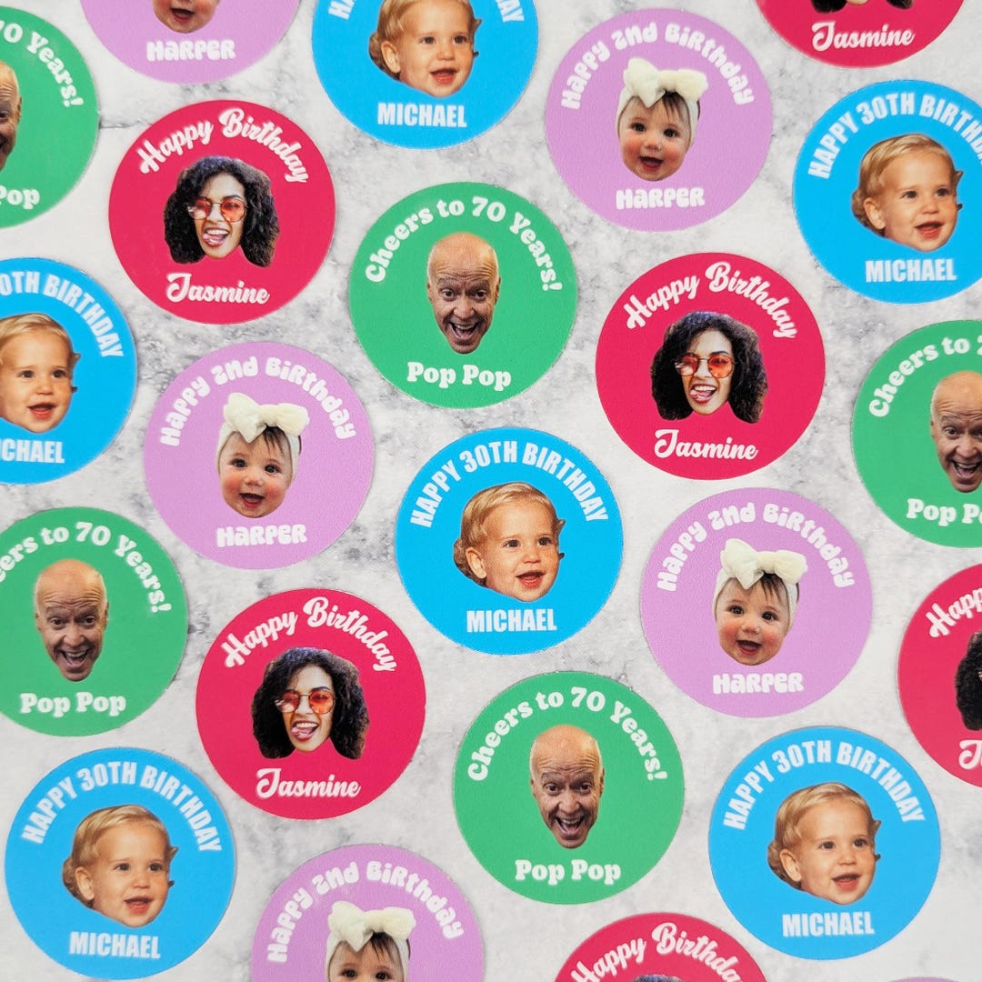 Custom Face Stickers: Waterproof Vinyl Die Cut Party Favors - Etsy