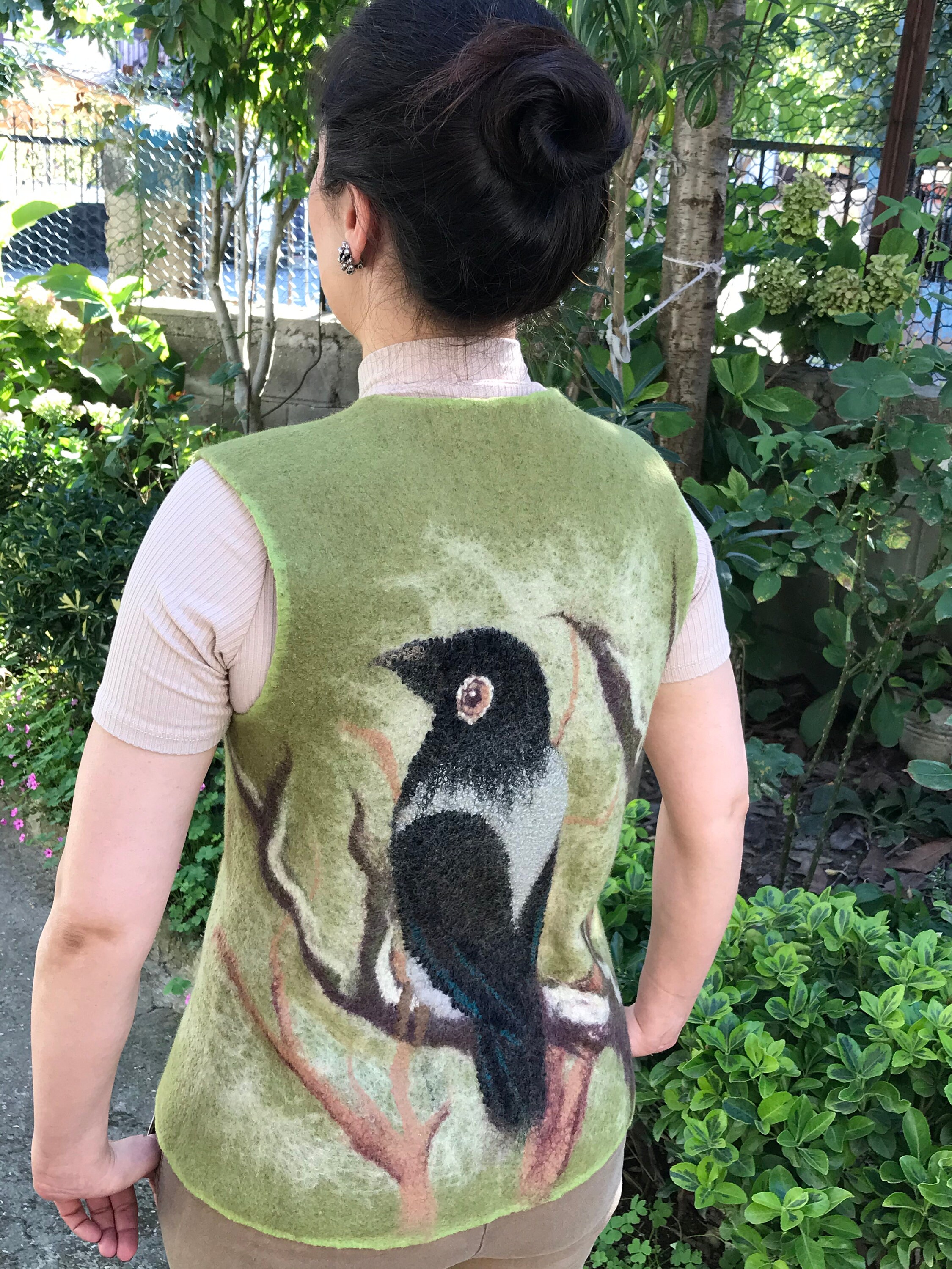 The Crow Theme, Merino Wool Felt Vest With Staple Clothing, Winter ...