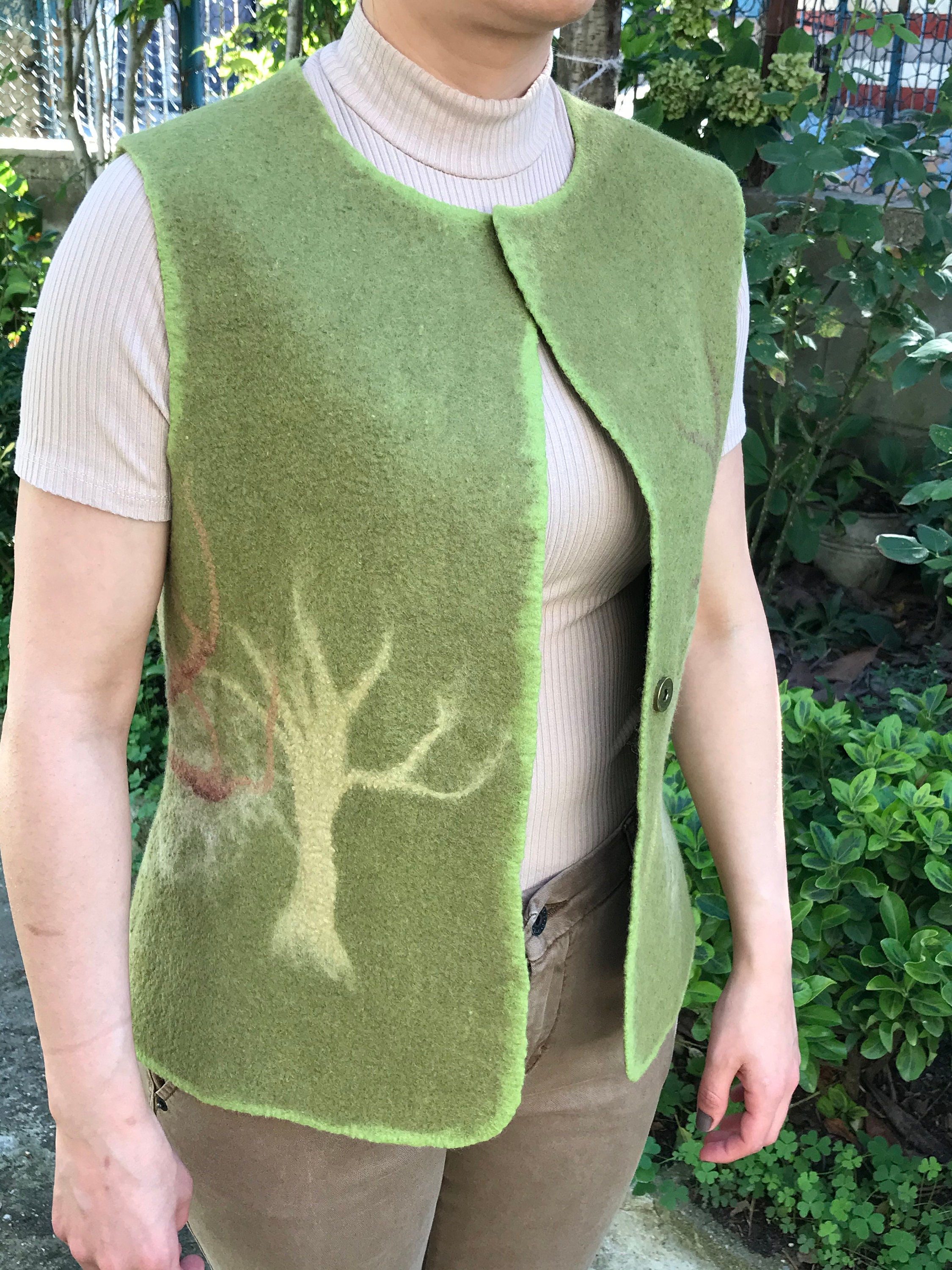 The Crow Theme, Merino Wool Felt Vest With Staple Clothing, Winter ...