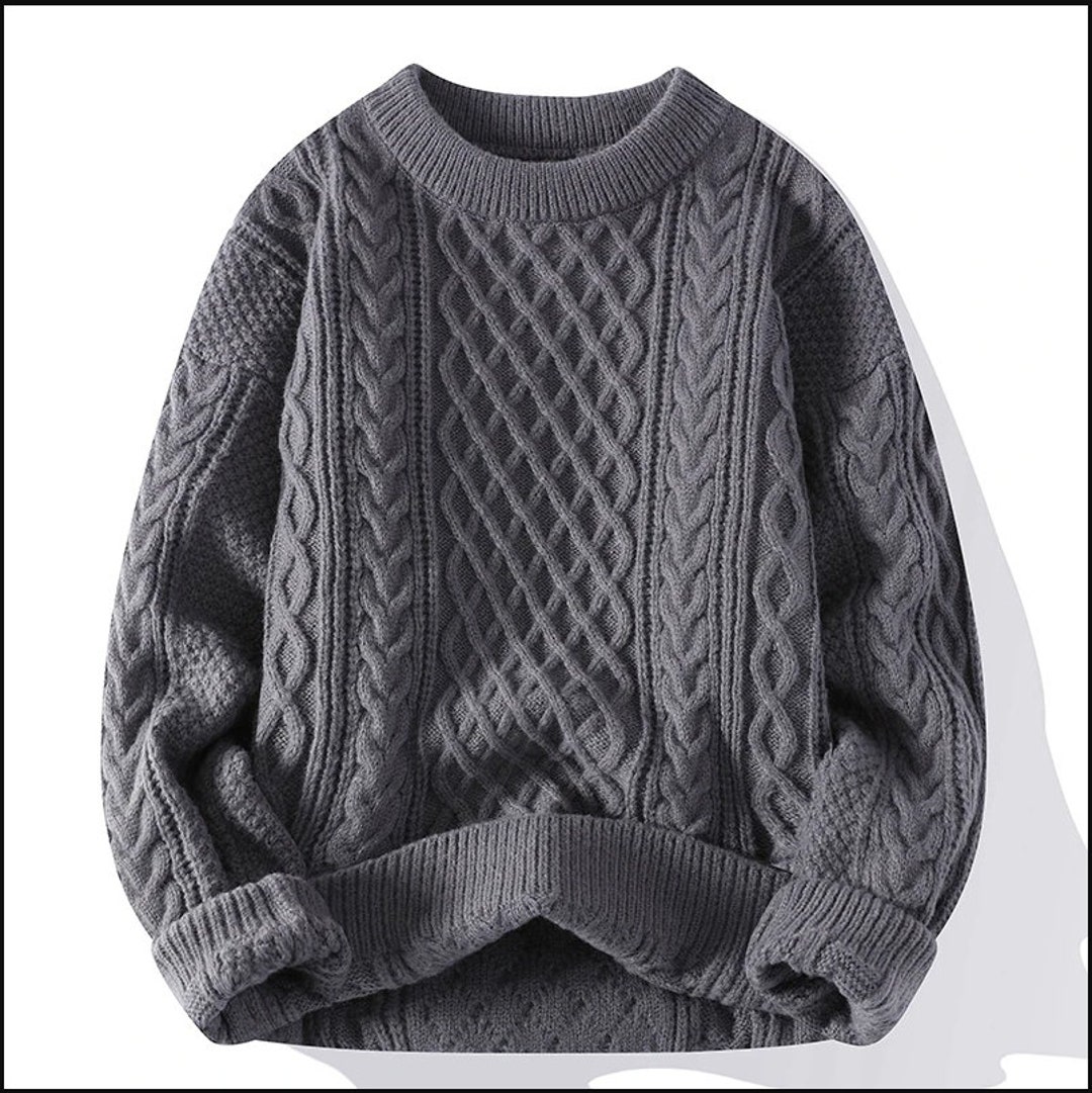 Autumn Winter Sweater Vintage O Neck Solid Color Knitted Pullovers ...