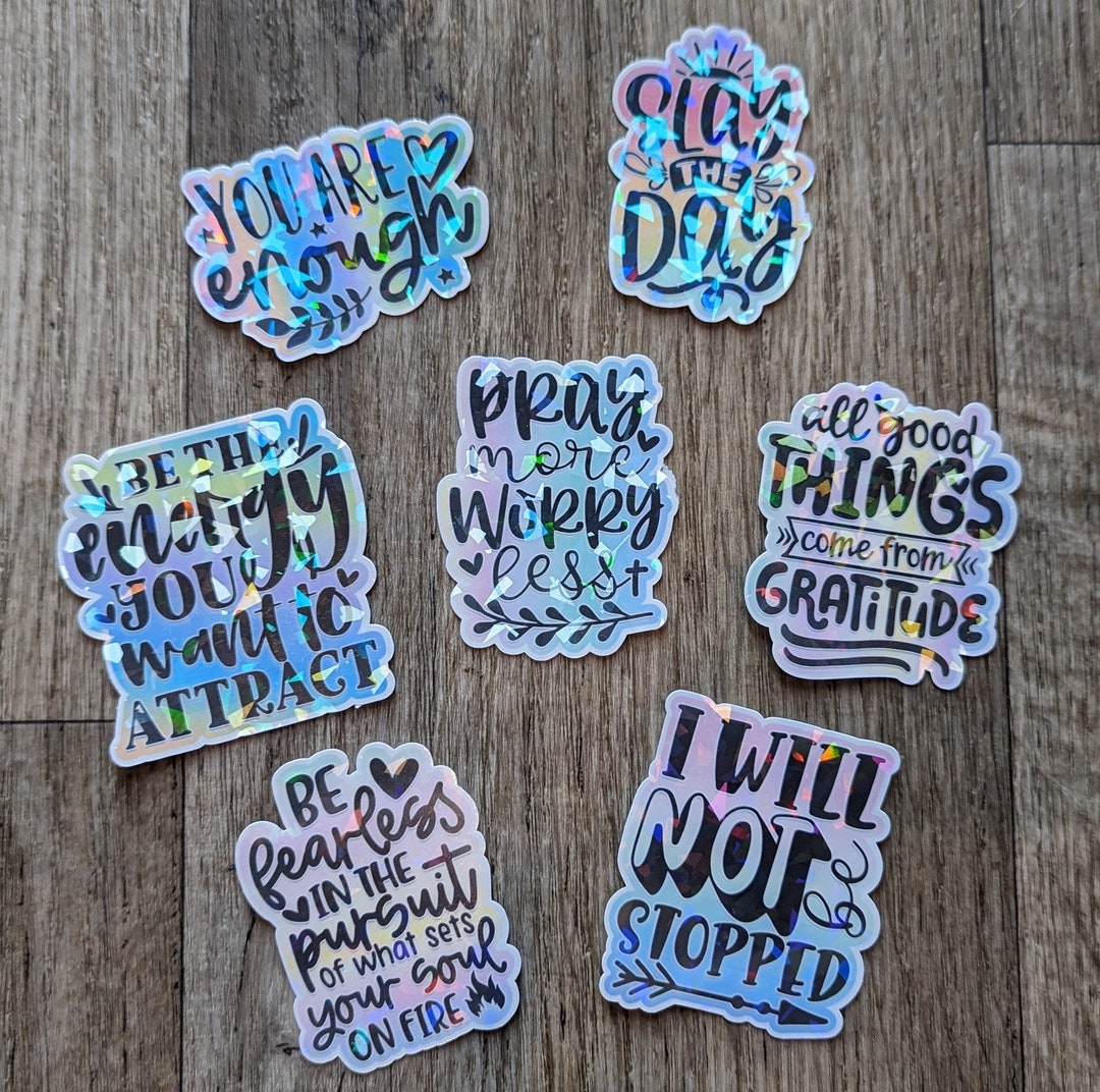 Holographic Positive Affirmation Stickers, Mental Health Stickers - Etsy
