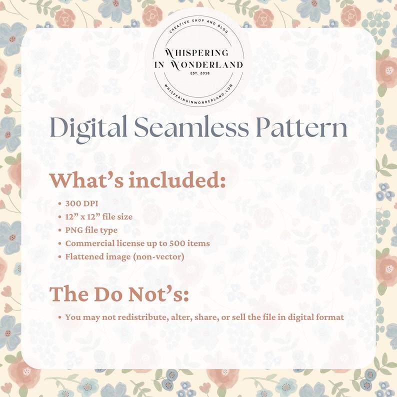 Cottagecore Floral Seamless Pattern, Digital Paper (PNG Download) - Etsy
