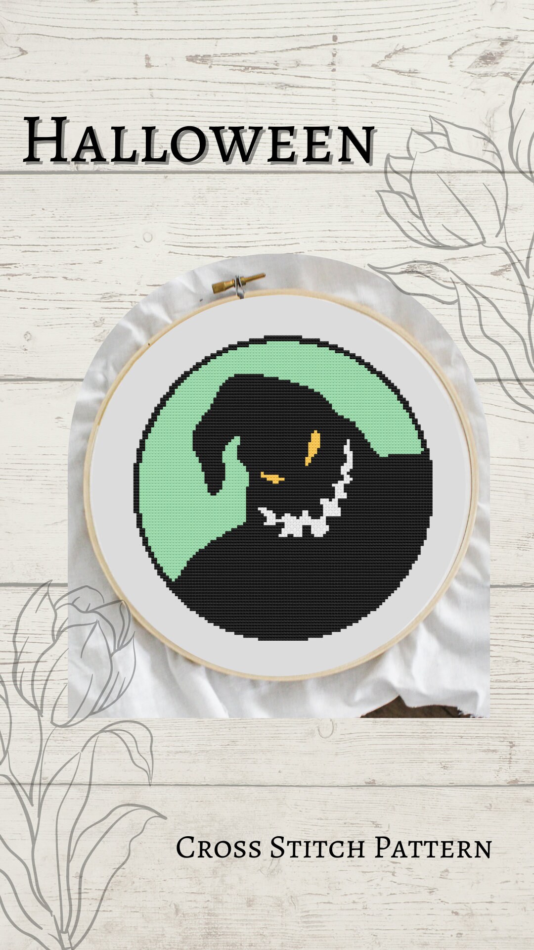 Spooky Boogeyman Cross Stitch Pattern, Halloween Monster Stitch ...