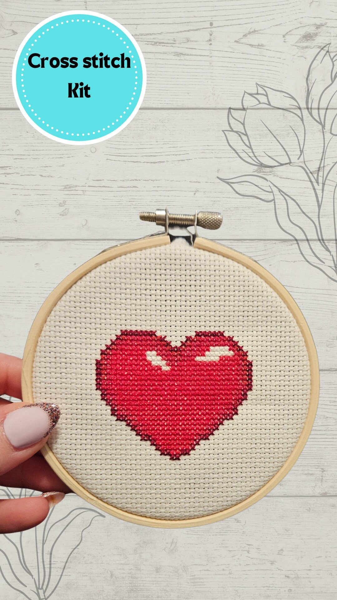 Beginner Cross Stitch Heart, Simple Cross Stitch, Modern Cross Stitch ...