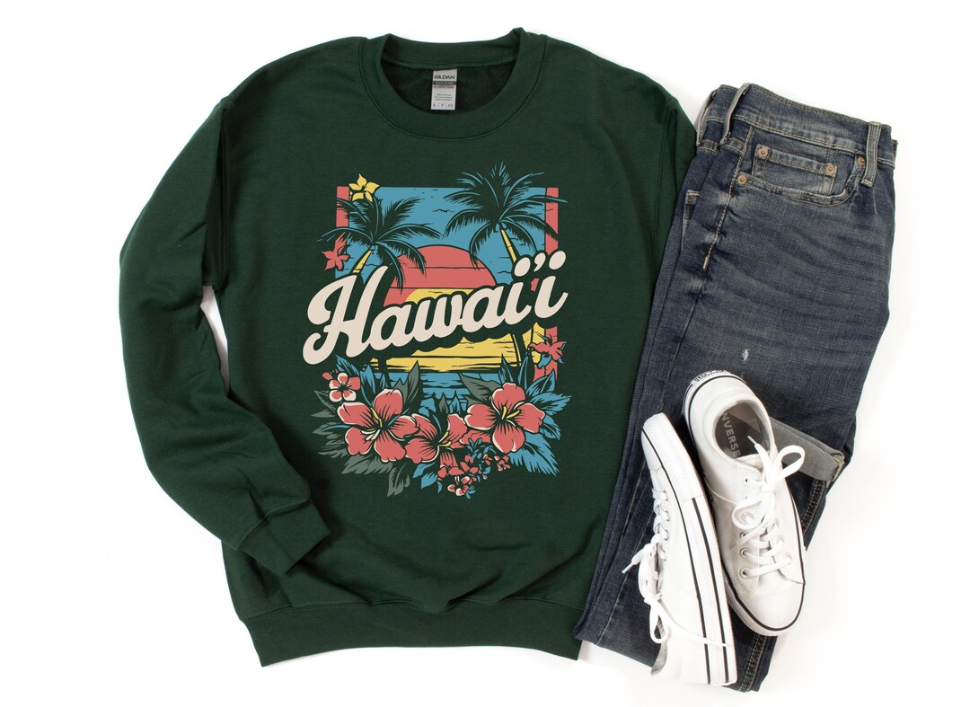Hawaii Sweatshirt Unisex Crewneck, Flowers Hawaii Hawaiian Sweatshirt ...