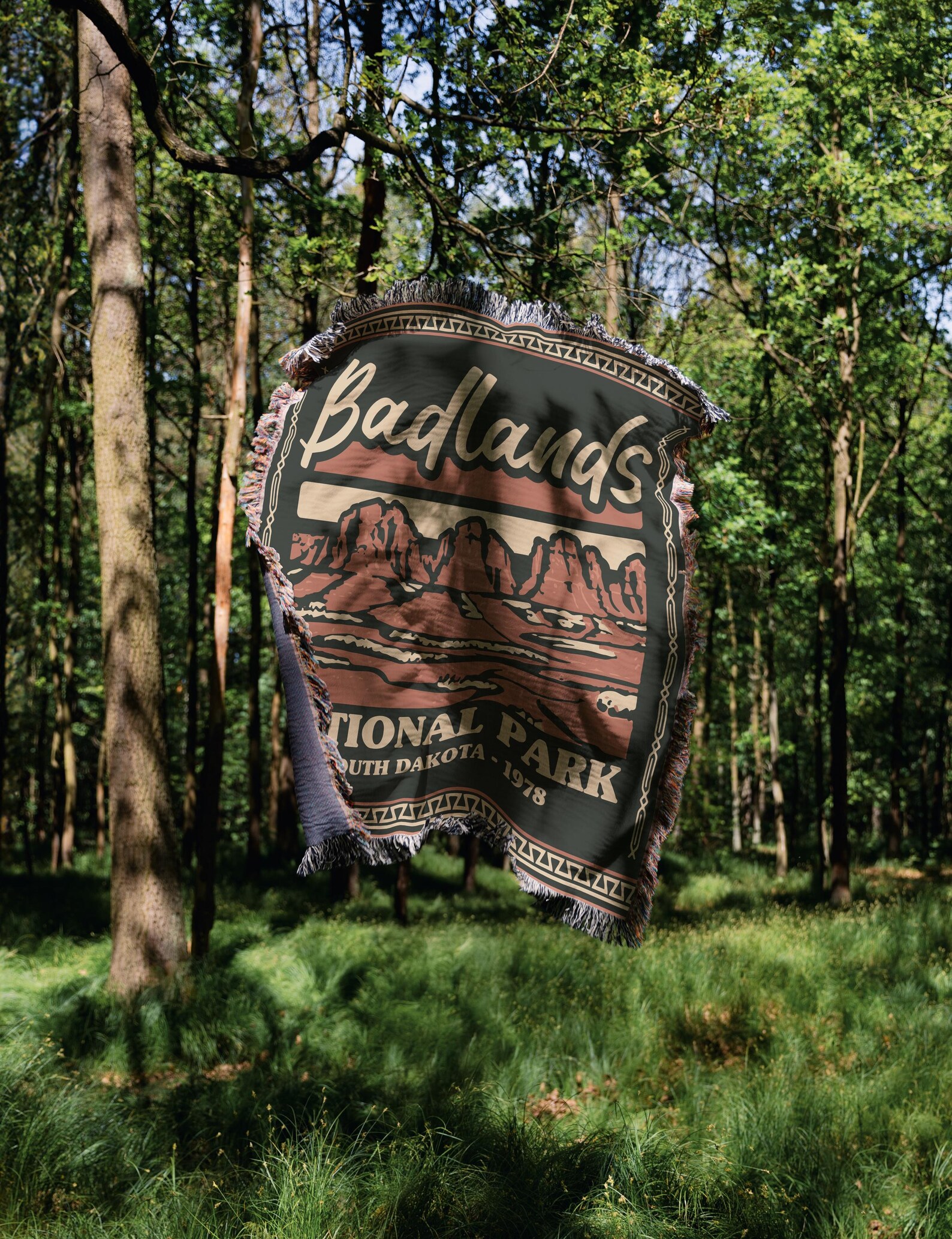 Badlands National Park Woven Blanket With Fringes – South Dakota Cotton ...