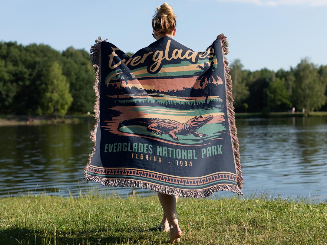 Everglades National Park Woven Blanket With Fringes – Florida Cotton ...