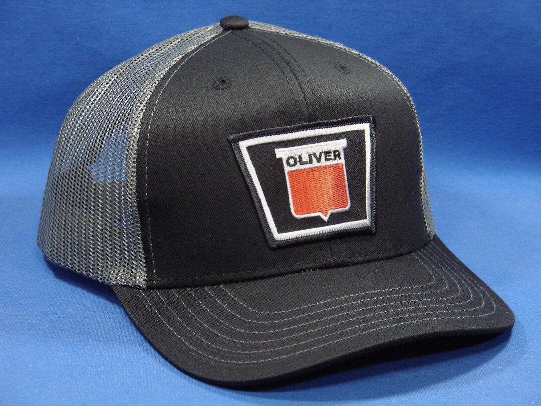Oliver Keystone Tractor Logo on A Black and Charcoal Mesh Trucker Hat ...