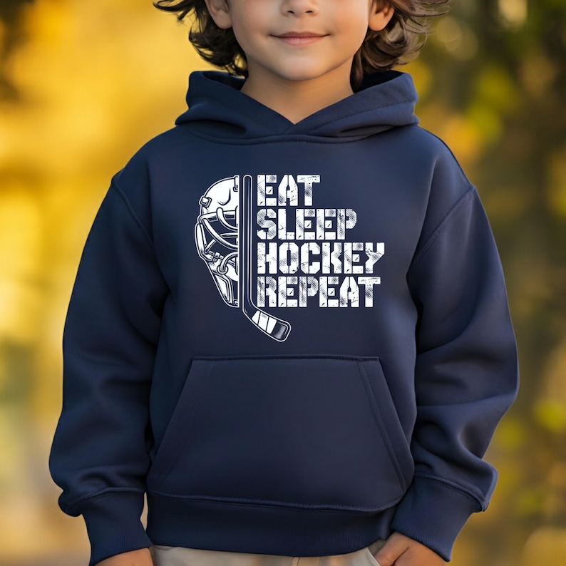 Youth Hockey Hoodie "eat Sleep Hockey Repeat" - Kids Ice Hockey ...
