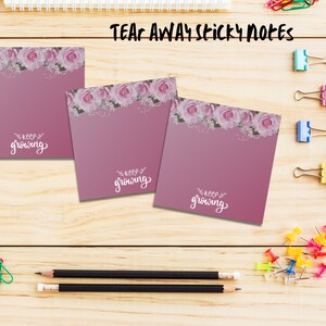 Pink Roses Sticky Notes | BLANK or LINED | Sticky Notes | Post-it Notes ...