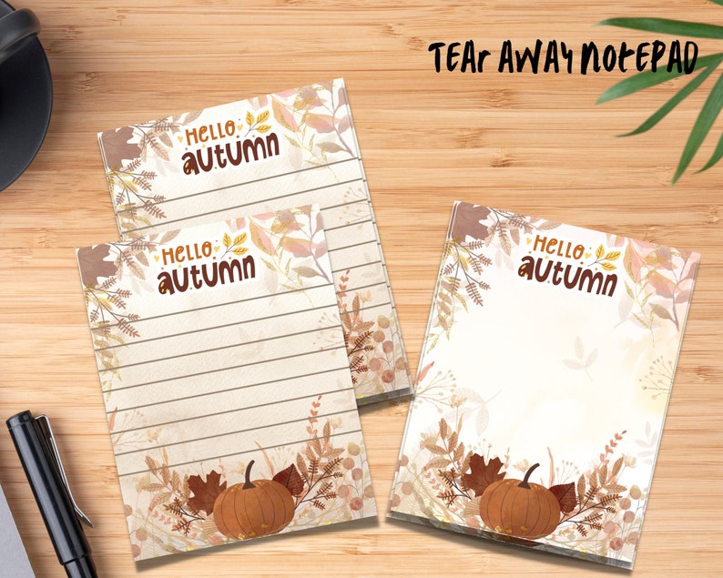 Hello Autumn Notepad - Tear Away Notepad - Fall Notepad - Autumn - Memo ...