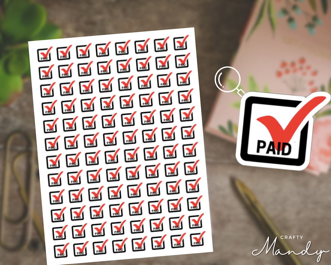 Bill Paid Mini Planner Sticker | Kiss-cut Sticker Sheets, Custom Text ...