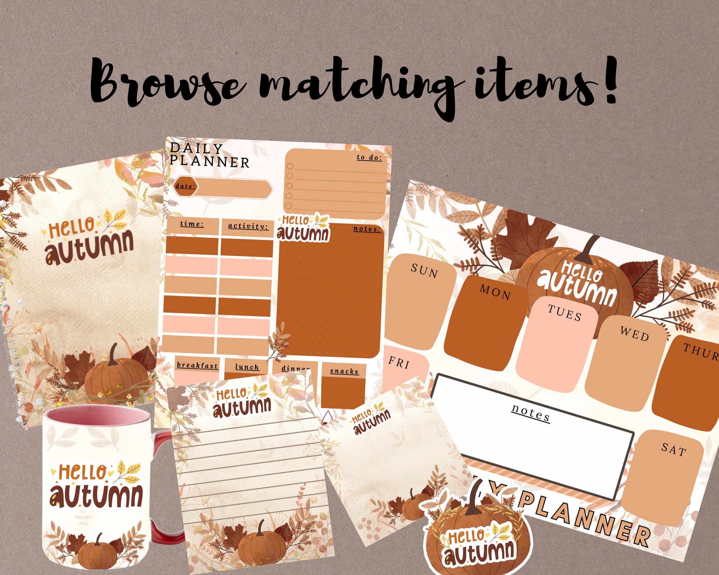 Hello Autumn BUNDLE- Stationery Bundle - Notebook - Sticker Decals ...