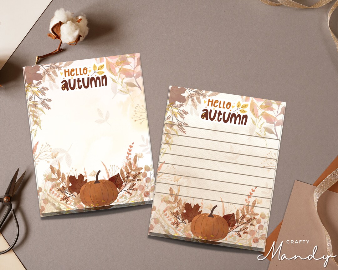 Hello Autumn Notepad - Tear Away Notepad - Fall Notepad - Autumn - Memo ...