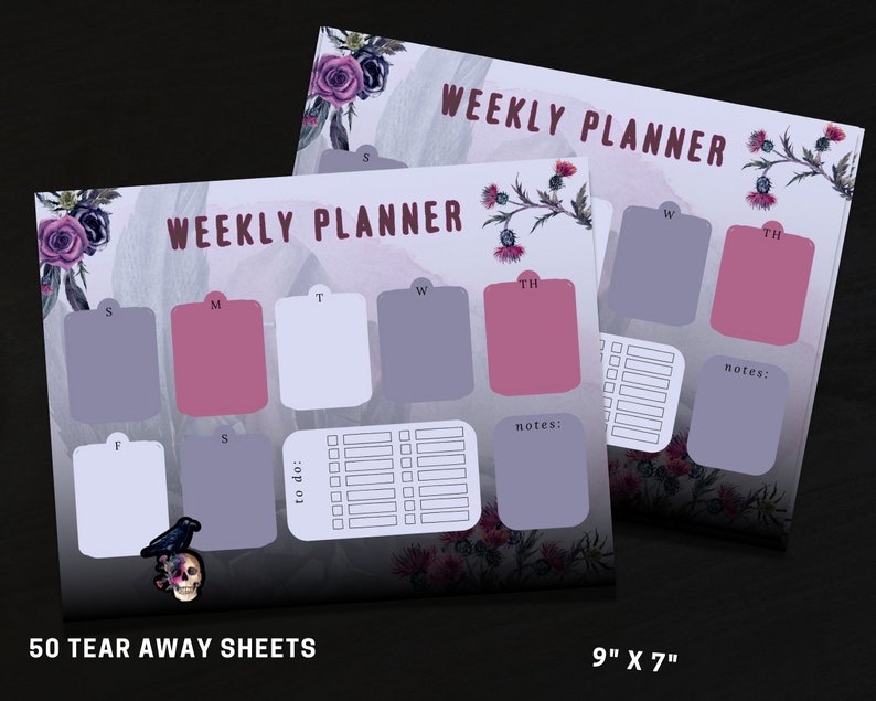 Mystical Skulls & Thistles Weekly Planner- Tear Away Notepad - Memo Pad ...