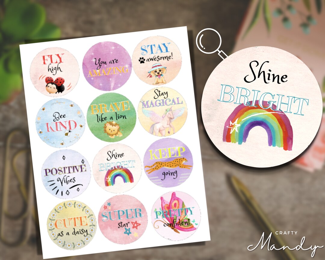 12 Pc Set Girly Positivity Kids Reward Stickers | Kids Stickers, Kiss ...