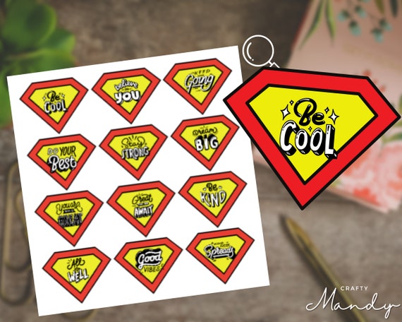 12 Pc Set SUPERHERO Kids Positivity Reward Stickers Kids - Etsy