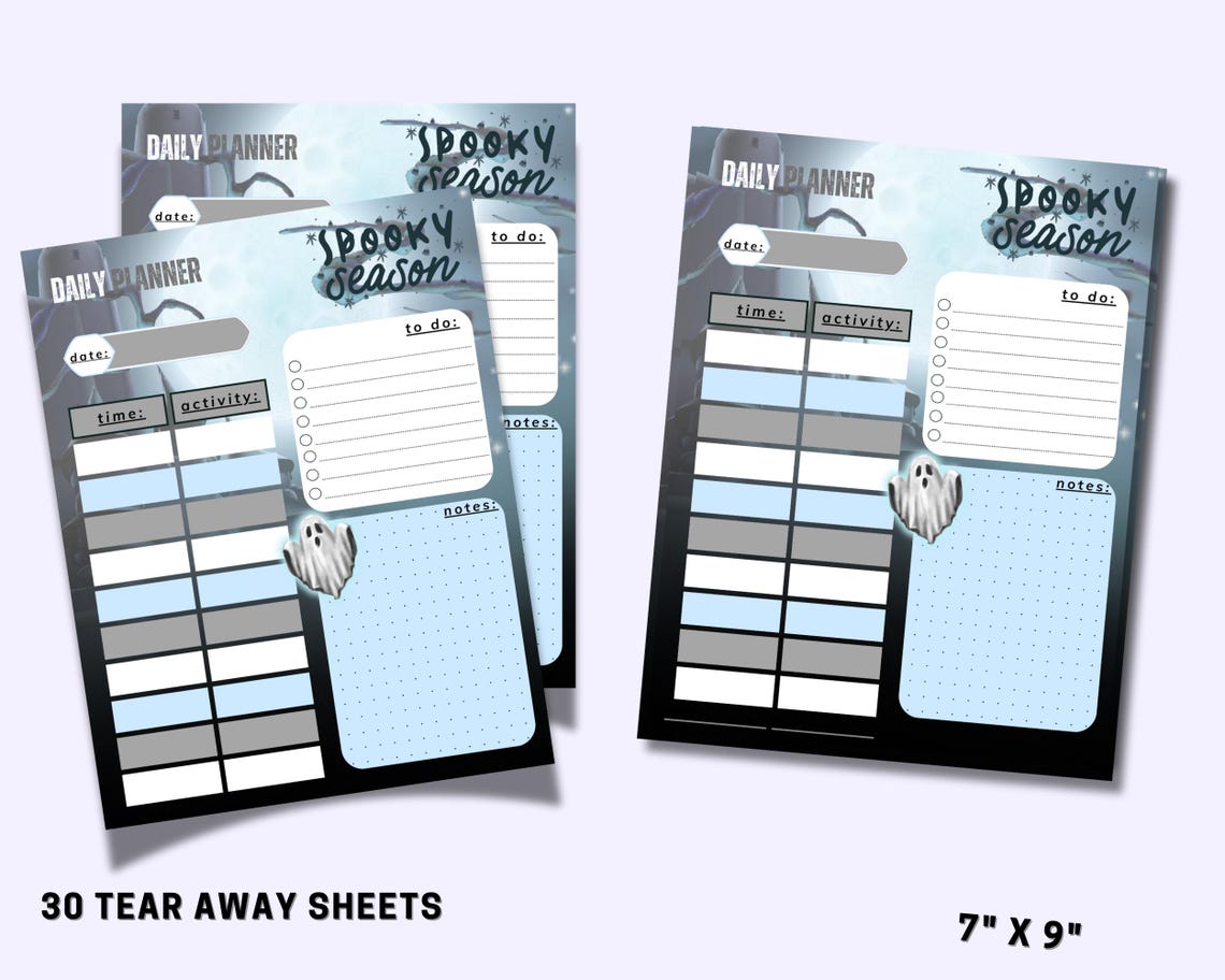 Spooky Season Daily Planner- Tear Away Notepad - Memo Pad- Daily ...